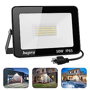 Royana 50W LED Flood Light 5000LM LED Work Light Outdoor, 6000K Daylight White Bright Outside Floodlights with Plug, IP65 Waterproof Security Lights for Backyard, Garden, Garage, Lawn