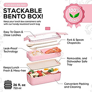 TARLINI | Stackable Bento Lunch Box for Adults - Bentgo-Inspired Design - Microwave & Dishwasher Safe - Aesthetic & Cute Meal Container - Perfect for Work, On-the-Go - Hot Food, Lunchboxes, Meal Prep
