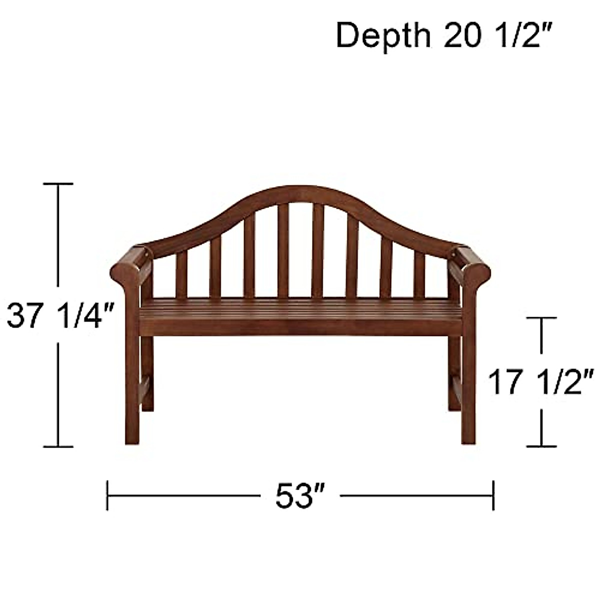 Teal Island Designs Concorde 53" Wide Dark Natural Acacia Wood Outdoor Bench