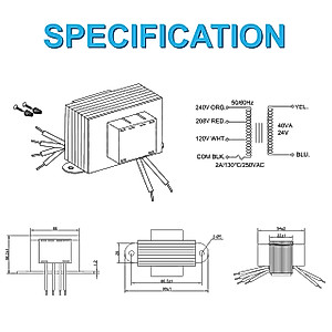 HQRP 120V-240V to 24V 40VA Transformer Compatible with Nest, Ecobee, Sensi, Honeywell Thermostat, Nest Doorbell and All Versions of Ring Doorbell Power Supply Adapter Door-Bell 120v-240v-to-24v, UL