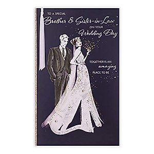 Clintons: Figurative Couple Brother & Sister In Law Wedding Card 11x15cm