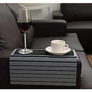 GEHE Sofa Arm Tray Table for Couch Flexible/Foldable Sofa Tray Couch arm Table Perfect for Drinks Snacks Remote Control or Phone Great arm Tray for Couch armrest (Grey)