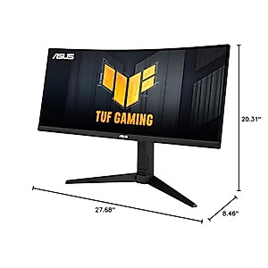ASUS TUF Gaming 30” 21:9 1080P Ultrawide Curved HDR Monitor (VG30VQL1A) - WFHD (2560 x 1080), 200Hz (Supports 144Hz), 1ms, Extreme Low Motion Blur, FreeSync Premium, Eye Care, DisplayPort, HDMI,Black