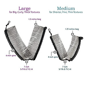 HairZing Stretchy Banana Hair Clip - Sturdy Hold, No Damage, Creases or Pain (Satin Cord) (Black, Large)