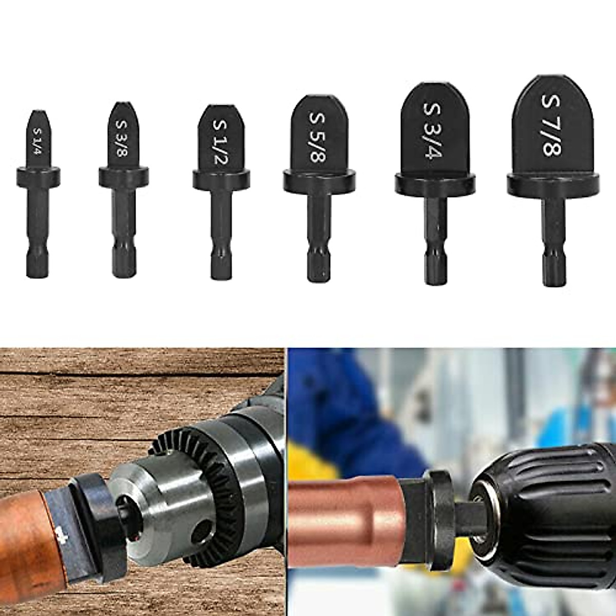 6PCs Swaging Tool Drill Bit Set Copper Aluminum Pipes Expansion Tube Expander Drill Bit Air Conditioner Maintenance HVAC Tools(Hex Shank)