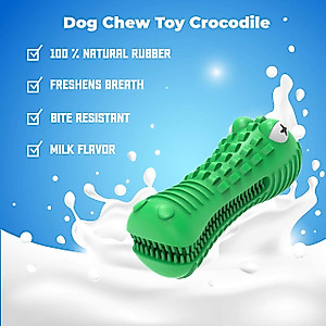 ZP-PY Dog Chew Toys for Aggressive Chewers: Alligator Dog Toys for Large/Medium/Small Breed - Indestructible Dog Toys - Toothbrush Rubber for Dog Teeth Cleaning - Squeaky Sound for Dog Attraction