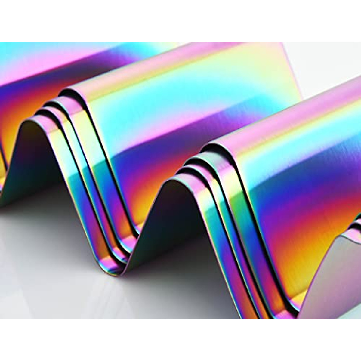 Taco Holder Set of 4 -Taco Tuesday Taco Stand Tray by Titanium Plated Stainless Steel-Perfect for Burritos Nachos Fajitas-Beautiful Colors