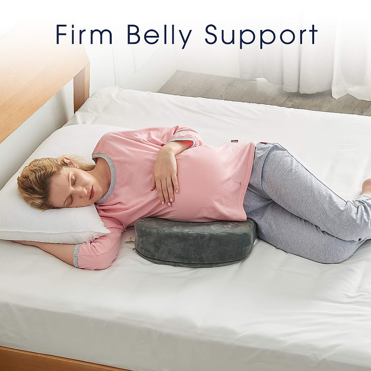 Cheer Collection Memory Foam Maternity Wedge Cushion | Pregnancy Pain Relief Belly Support Pillow with Removable Microplush Washable Cover