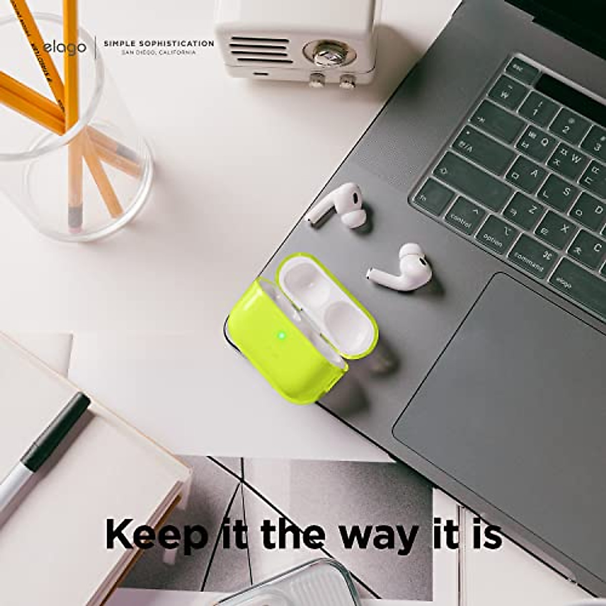 elago Compatible with AirPods Pro 2nd Generation Case Clear Cover - Compatible with AirPods Pro 2 Case, Protective Case Cover, Shockproof, Wireless Charging, Reduced Yellowing [Neon Yellow]