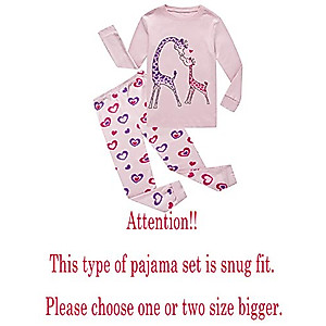 Family Feeling Giraffe Baby Girls Long Sleeve Pajamas Sets Valentines Day Cotton Pyjamas Kids Heart Pjs Size 18-24M