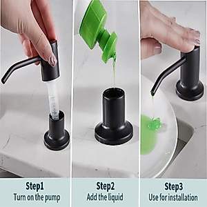 FORIOUS Black Soap Dispenser for Kitchen Sink, Built in Kitchen Sink Soap Dispenser, Kitchen Soap Dispenser Lotion Dispenser Pump Built in Refill from The Top with 500ML/18OZ Large Liquid Bottle