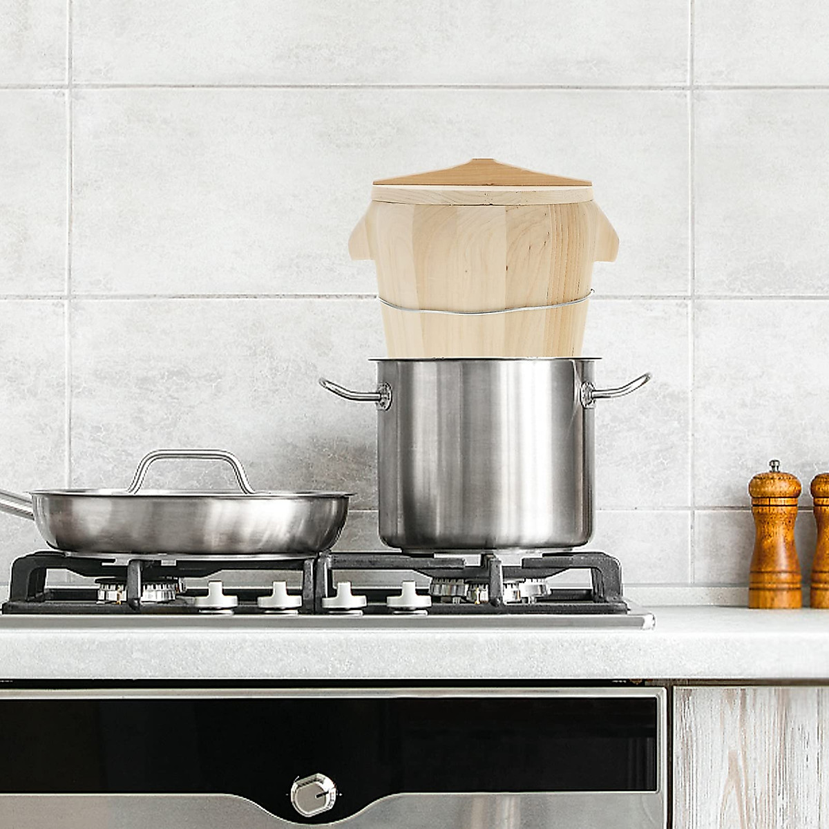 DOITOOL Veggie Steamer 1pc Steam Bucket Wood Household Dumpling Pot Rice Steamer Baskets