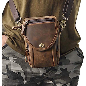Vintage Leather Phone Belt Bag Waist Pack for Outdoor Travel Flip Phone Case Holster Bum Fanny Pouch Money Coin Purse Wallet Small Shoulder Pocket