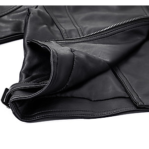 LOKTARC Boys Girls Spring Moto Faux Leather Jackets with Oblique Zipper Black 10-11 Years/Size 140