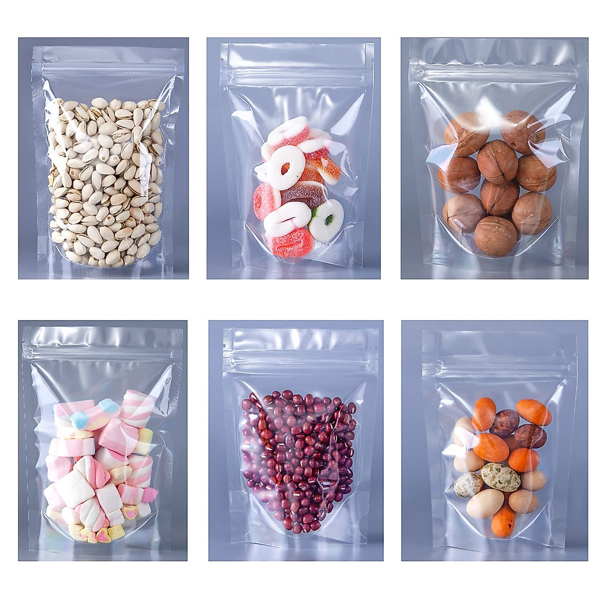 100 Pack Clear Zipper Stand Up Pouch Bag, Dry Fruit Food Packaging Bag, Moisture-Proof Transparent Sealing Bag Resealable Ziplock Snack Food Tea Pouches (3.94" x 5.91")
