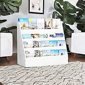 ALISENED 4 Sling Bookcase Display Stand Storage Bookshelf with 4 Shelves Book Display Rack Storage Bookcase Organizer Book Shelf Case Organizer Wooden