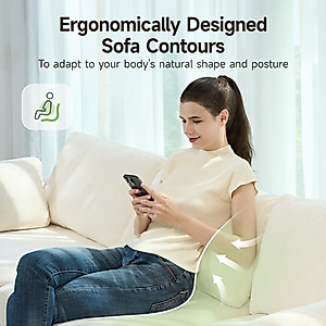 Real Relax Oversized 100'' Convertible Sectional Sofa Couch, 3 Seat L Shaped Chenille Modular Sofa with Removable Pillows and Movable Ottoman, Beige
