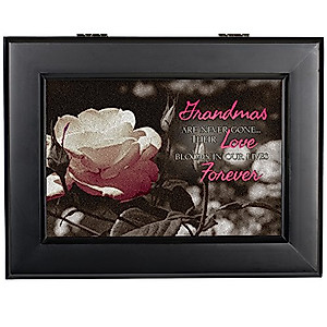 Cottage Garden Grandma Bereavement Matte Black Finish Jewelry Music Box - Plays Song How Great Thou Art