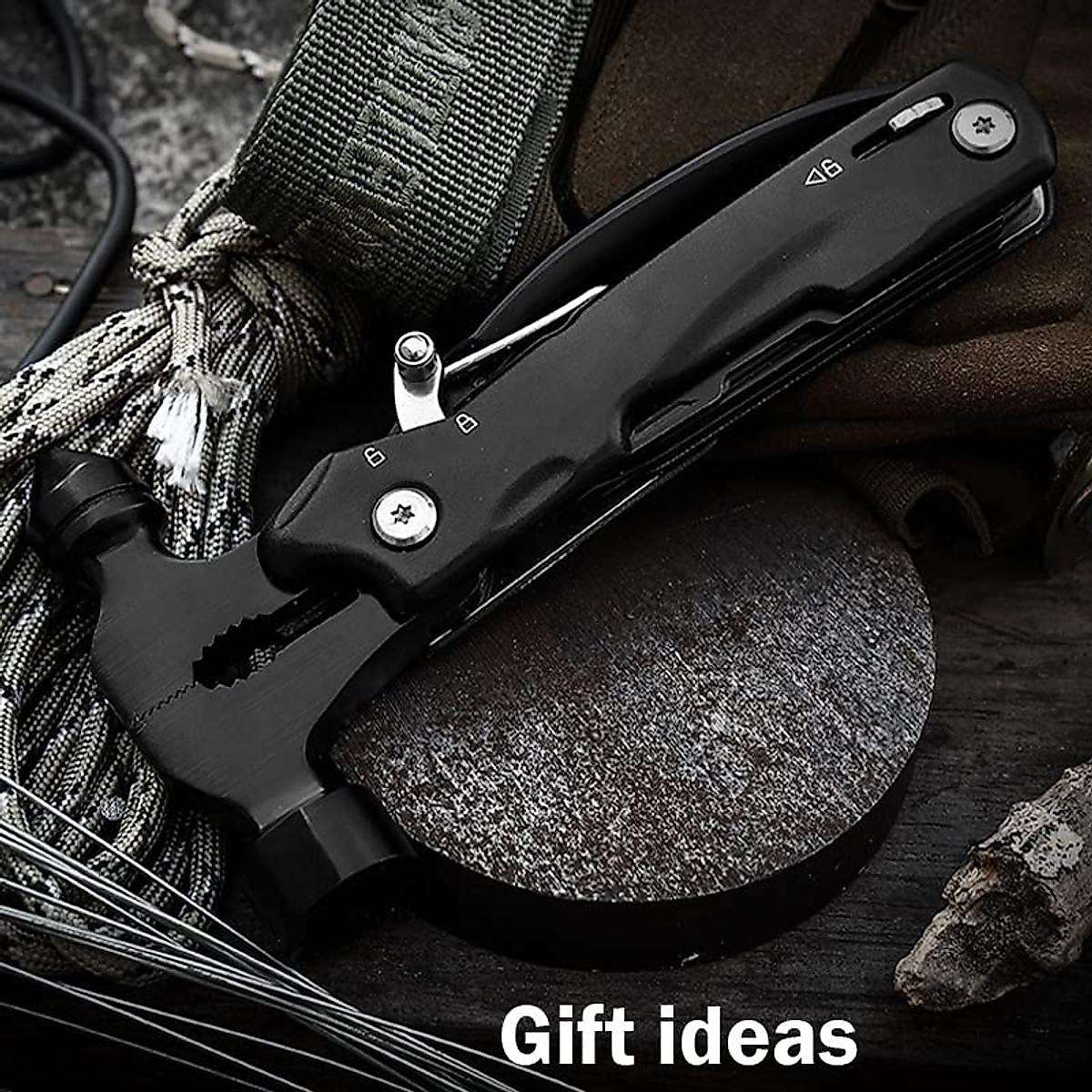 Hammer Multitool with Knife Saw, Wire Cutter, Pliers, Sheath for Fishing, Camping and Survival
