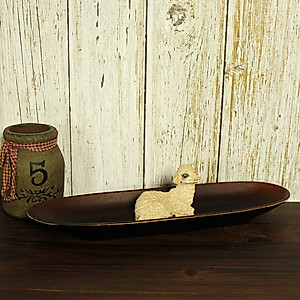 CVHOMEDECO. Primitives Oval Decorative Plate Wooden Candle Plate Rustic Treenware Home and Office Décor Art, 16 x 4-1/2 x 1-1/2 Inch