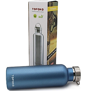 TOPOKO 25 oz Stainless Steel Vacuum Insulated Water Bottle, Keeps Drink Cold up to 24 Hours & Hot up to 12 Hours, Leak Proof and Sweat Proof. Large Capacity Sports Bottle Wide Mouth Metal Lid (Blue)