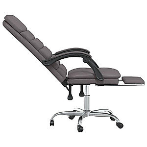 GOLINPEILO Faux Leather Massage Reclining Office Chair with Footrest, Ergonomic Office Chair, Computer Desk Chair for Home Office, Gray Faux Leather, Style D -719