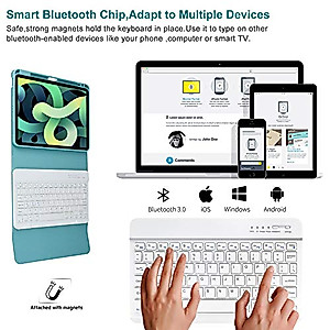 iPad Air 11-inch M2 2024/ iPad Air 5th Gen 10.9 Case with Keyboard,iPad Air 4th Gen 2020,iPad Pro 11 2018 with Detachable Wireless Bluetooth Keyboard case with Pencil Holder(Sky Blue)