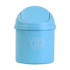 litymitzromq Durable Household Kitchen Trash Can,Creative Desktop Mini Trash Can Covered Kitchen Living Room Desk Trash Box Blue
