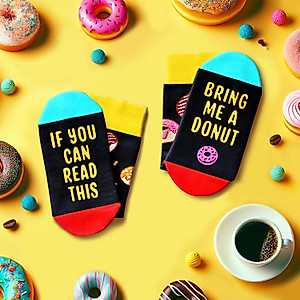 HAPPYPOP Donut Socks Donut Gifts Kids, Fun Crazy Gifts For Girls Boys, If You Can Read This