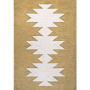 JONATHAN Y WSH110B-4 Chayton Minimalist Geometric Machine-Washable Indoor Area-Rug,Scandinavian,Southwestern,Bohemian Easy-Cleaning,Bedroom,Kitchen,Living Room,Non Shedding,Light Green/Ivory,4 X 6