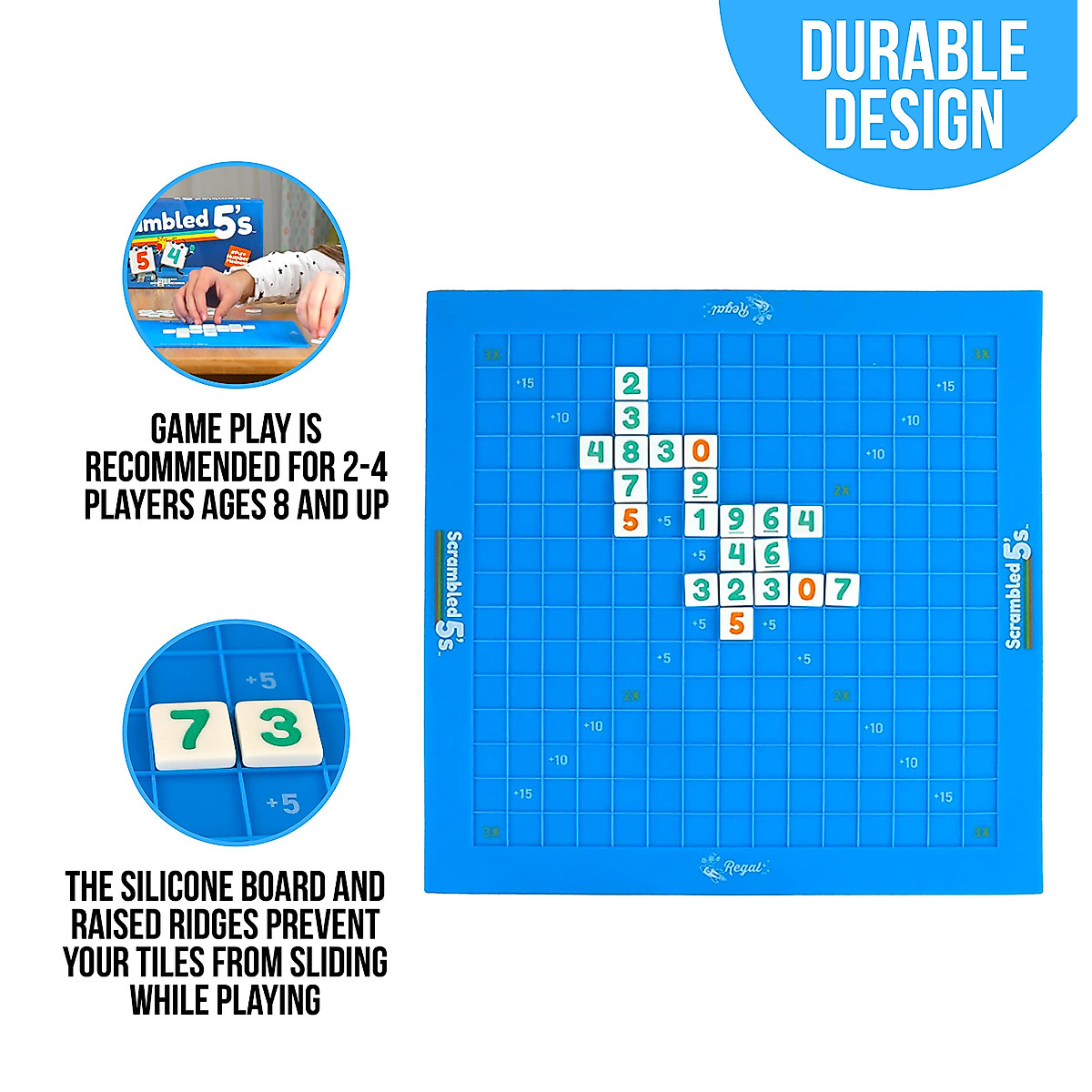 Regal Games - Scrambled 5â€™s - Fun Family-Friendly Math Game - Includes Silicone Game Mat - Ideal for 2-4 Players Ages 8+