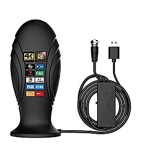 Antier Indoor Digital Tv Antenna – Best Powerful Amplifier, Signal Booster & Has up to 400+ Miles Range, Support 8K 4K Full HD Smart and Older Tvs with 16ft Coaxial Cable [2023 Release]