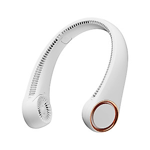 Gaiatop Portable Neck Fan, Rechargeable Hands Free Bladeless Portable Mini Fans, 3 Speeds 72 Air Outlet, Free Adjustment Personal Wearable Neck Fan Suitable for Traveling Office White
