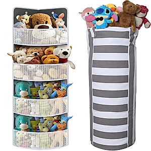 Ofiray-home Stuffed Animal Bean Bag Storage + Corner Hanging Organizer