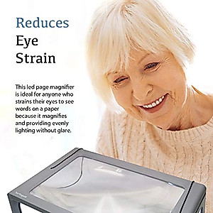 3X Large Full Page Magnifier with 12 LED Lights[Provide Evenly Lit Viewing Area], Foldable Flip-Out Legs, Dual Power Supply Modes- Ideal for Hands Free Reading, Low Vision, Seniors with Aging Eyes
