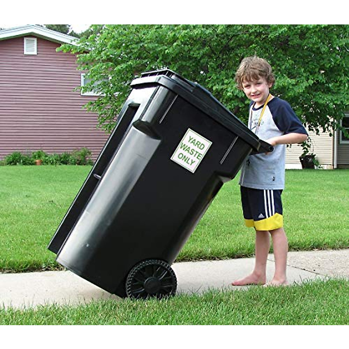 ZAEO Yard Waste Only Decal - Sticker for Trash Cans, Garbage Cans and Containers - 8 Inches x 6 Inches (Green, 1)