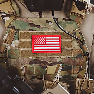 EXCELLENT ELITE SPANKER 2 Pcs American Flag Patch Reflective USA Flags Patches PVC Tactical Patch for Backpack Vest Clothes Hat Patch Military Team Patch(Red)