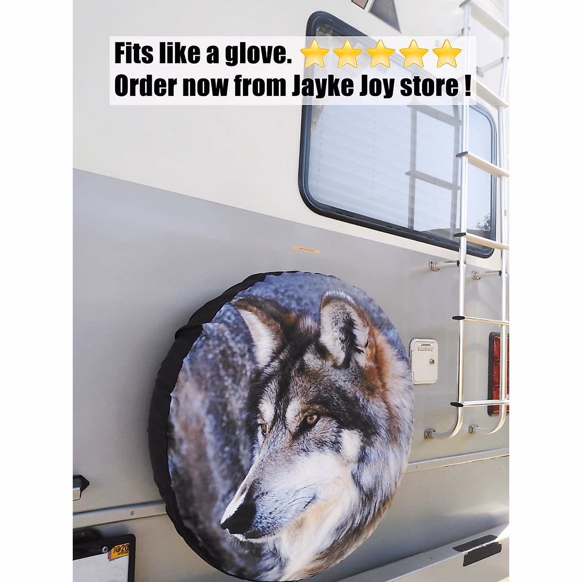 Spare Tire Cover, Wheel Cover with Wolf Print Waterproof Dust-Proof Universal Fit for Jeep, Trailer, RV, SUV, and Camper Van (14 Inch)