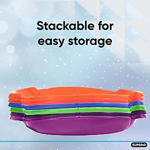 Superio Round Snow Sled, Heavy Duty Plastic Saucer Toddler Sled with Handles 24" Winter Snow Toys Fun for Kids and Adults, 2-Pack