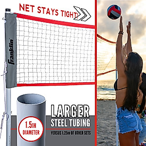 Franklin Sports Elite Volleyball Net Set - Includes Pro Style Volleyball with Pump, Poles/Net, Stakes, Ropes, Boundary Kit- Beach or Backyard Volleyball - Easy Setup