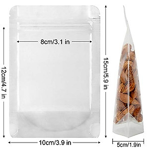 Blisstime 50 Pack Stand Up Pouch Bags, Resealable Clear Zip Lock Pouches With Tear Notch for Food Packing (3.9 X 5.9IN)