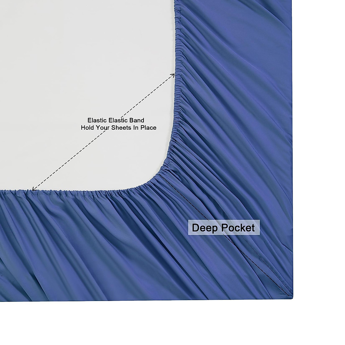 WODFAMY Cooling Breathable Rayon Full Size Bed Sheets Set 225 Thread Count Super Silky Soft Bedding Sheet Sets with 16 Inch Deep Pocket, 4 Piece Grey Blue