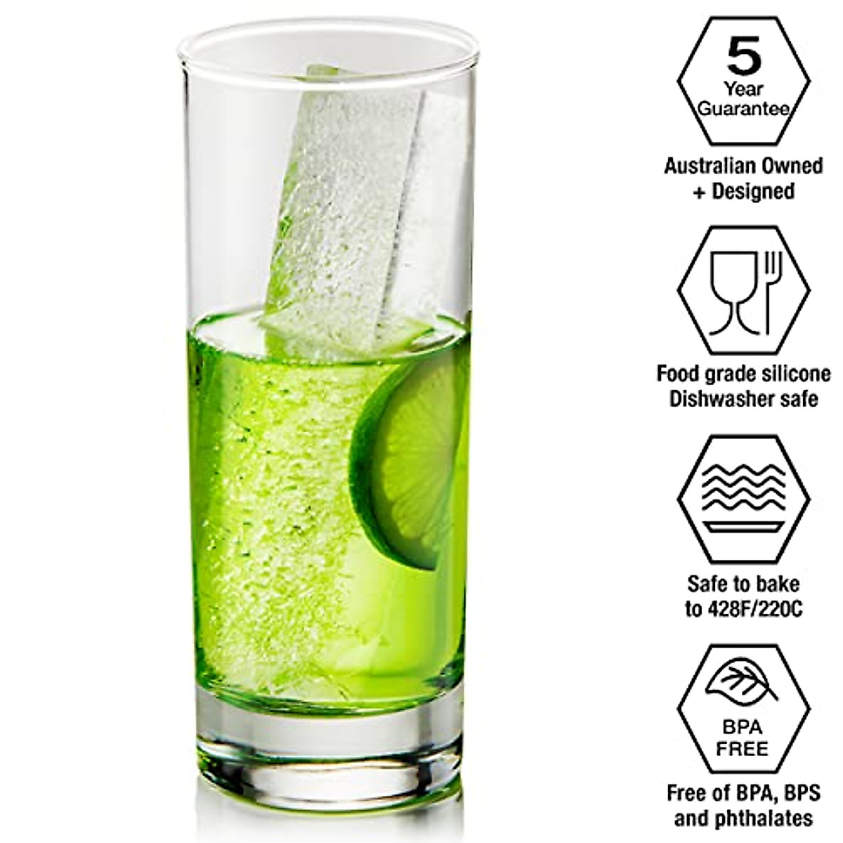 DRINKSPLINKS Long Ice Cube Tray Water Bottle Shaped Premium Silicone Mold Freezer Tray & Tumbler Ice Mold | Water Bottle Ice Cube Tray I Long Ice Cube Sticks