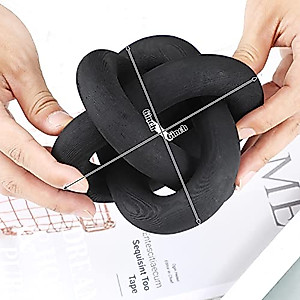 Yalikop Wood Chain Link Decor 3 Knot Hand Carved Coffee Table Modern Farmhouse Shelf Boho Rustic Decorative Objects for Home Living Room Bedroom Decorations (Black),(CU-Yalikop-2237596)