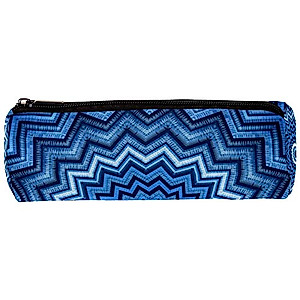 Blue Kaleidoscope Mandala Pencil Bag Pen Case Stationary Case Pencil Pouch Desk Organizer Makeup Cosmetic Bag for School Office