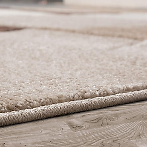 Paco Home Area Rug Checkered with Modern Carved Shades in Beige Brown, Size: 5'3" x 7'7"