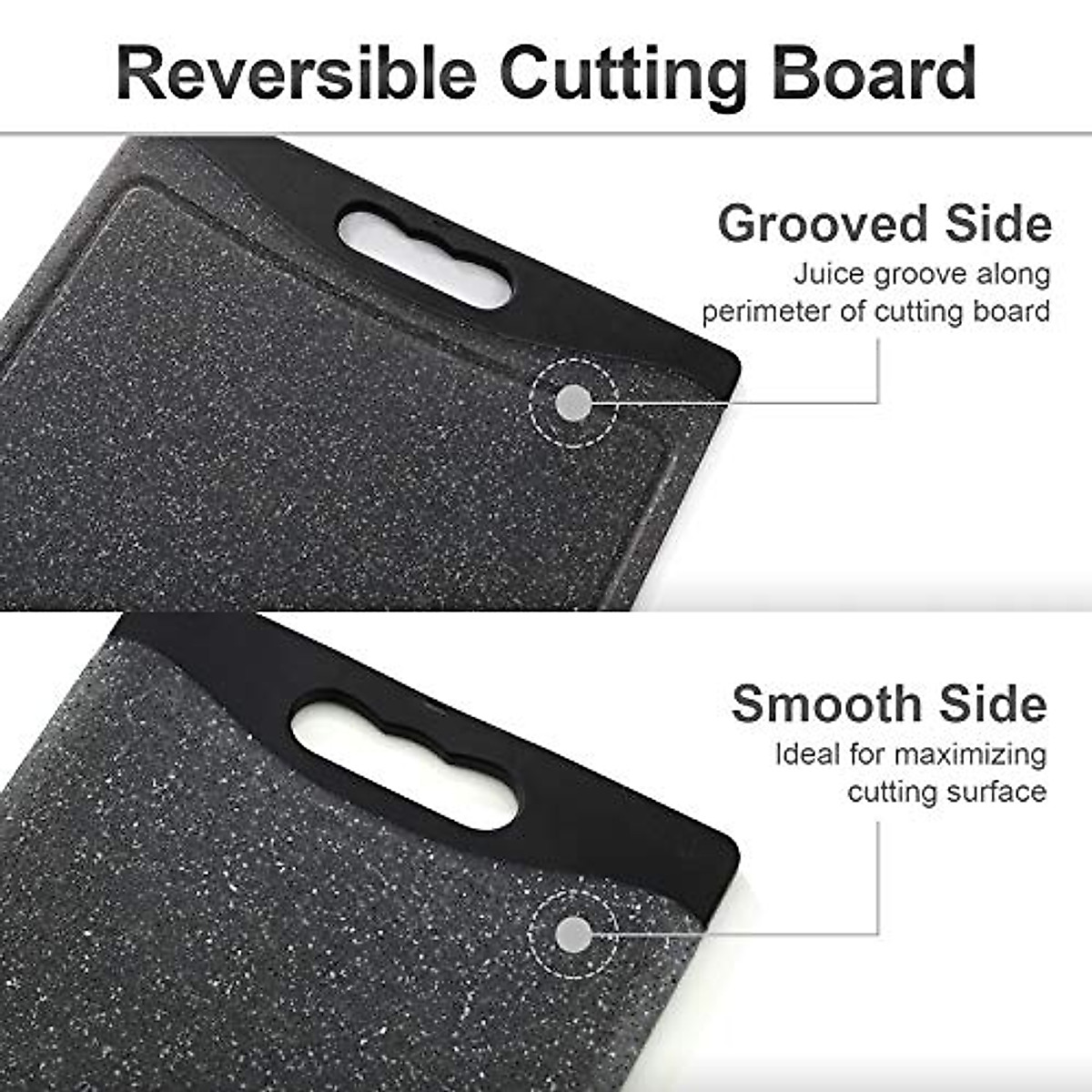 Home & Kitchen Essentials Cutting Boards. Reversible, Marble Granite Gray, BPA Free, Dishwasher Safe, Easy-Grip Handle and Non-Porous with Juice Grooves (Extra Large)