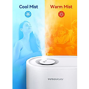 VAGKRI Humidifiers for Bedroom Large Room, 6L Top Fill Ultrasonic Warm & Cool Mist Humidifiers, Essential Oil Diffuser, Night Light, Sleep Mode, 12H Timer, 5 Mist Levels, Air Vaporizer Up to 60 Hours