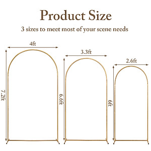 Toolterritary Metal Arch Backdrop Stand and Cover Set, 7.2FT, 6.6FT, 6FT Wedding Arch Frame, Easy to Assemble, Gold Arch Stand for Birthday, Party, Baby Shower, Graduation Ceremony