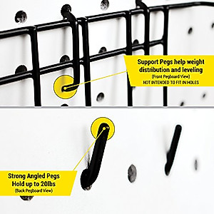 ToolAssort Pegboard Basket Set of 4, Hooks Easily to Arrange Accessories, Organizer Bins Transform any Garage, Crafts Room, Nursery or Kitchen, Black Vinyl Coated Wire Basket Kit